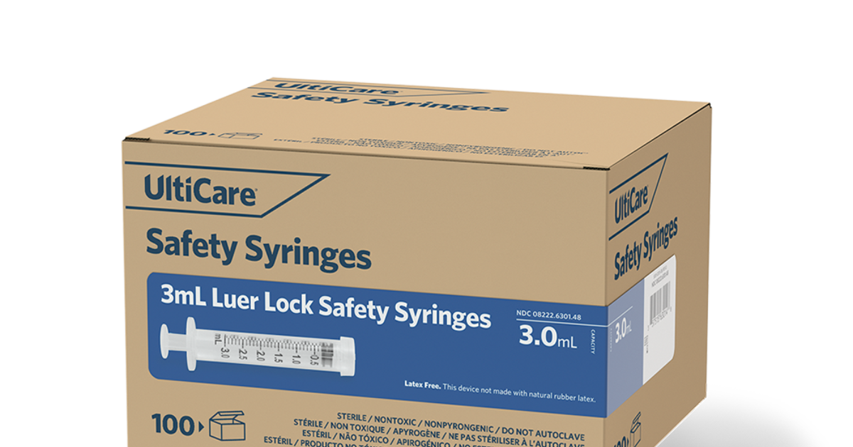 UltiCare 3 mL Safety Syringes No Needle | UltiMed, Inc